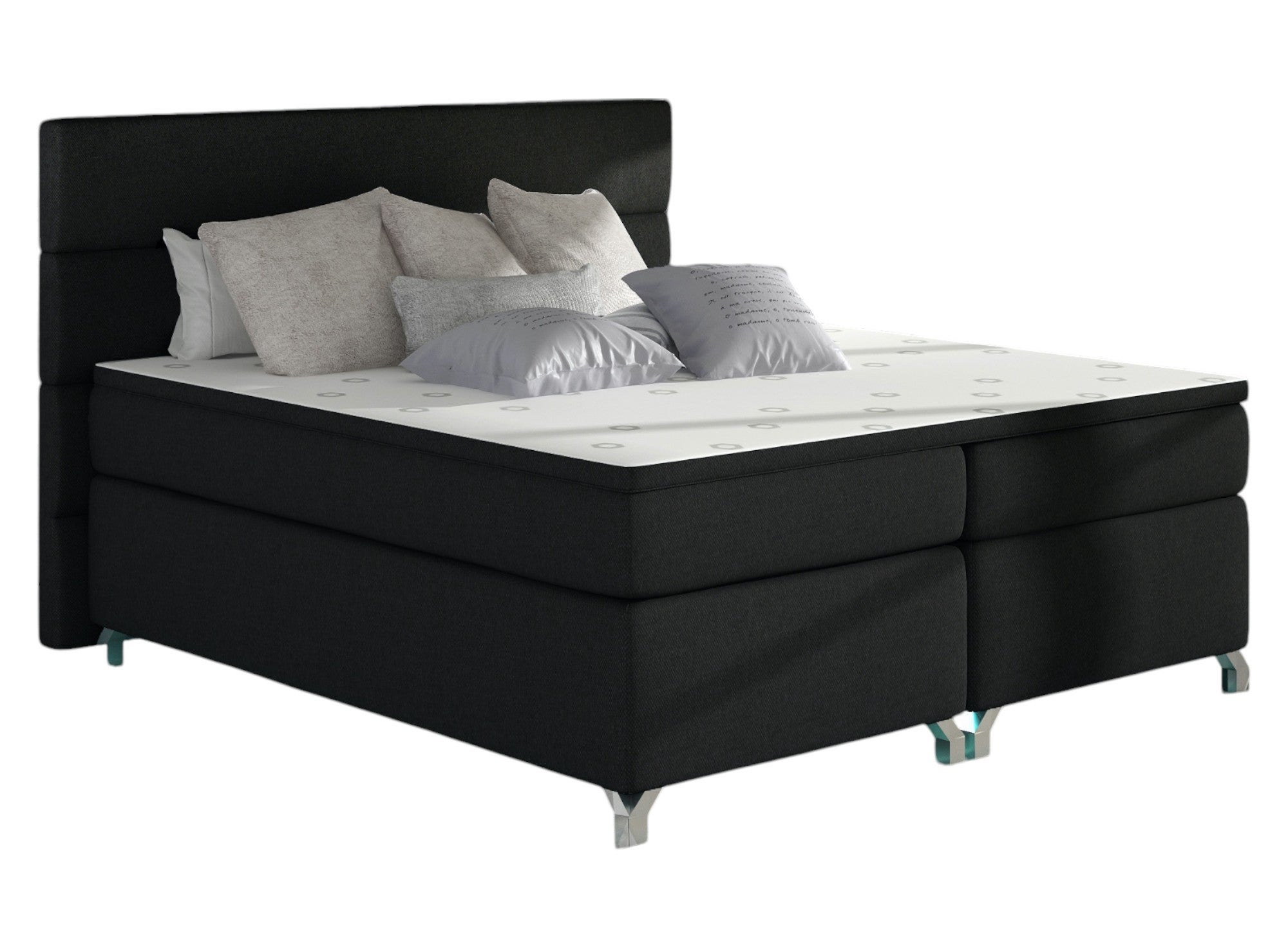 Lit boxspring 160x200 tissu noir Mador | Leroy Merlin