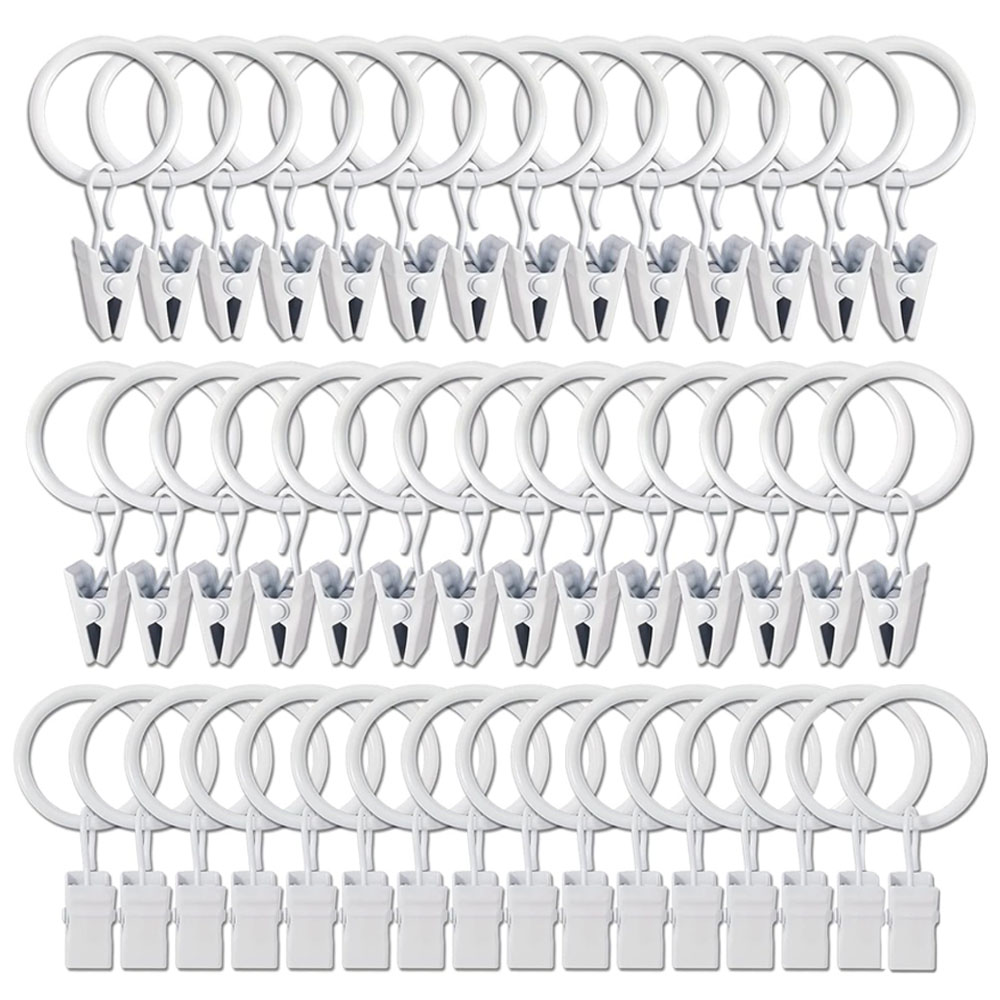 Anneaux de rideau avec pinces - 45 pièces - Anneaux de rideau avec crochet - Pince de rideau 38 ...