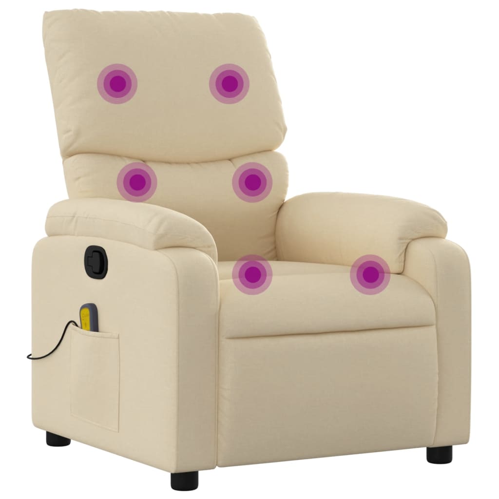 Fauteuil de Salon，Chaise，Fauteuil de massage inclinable crème tissu ...
