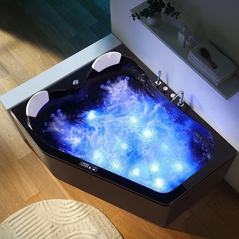 Baignoire balnéo asymétrique MARINA BLACK 2 places ARCHIPEL® 181x151 ...