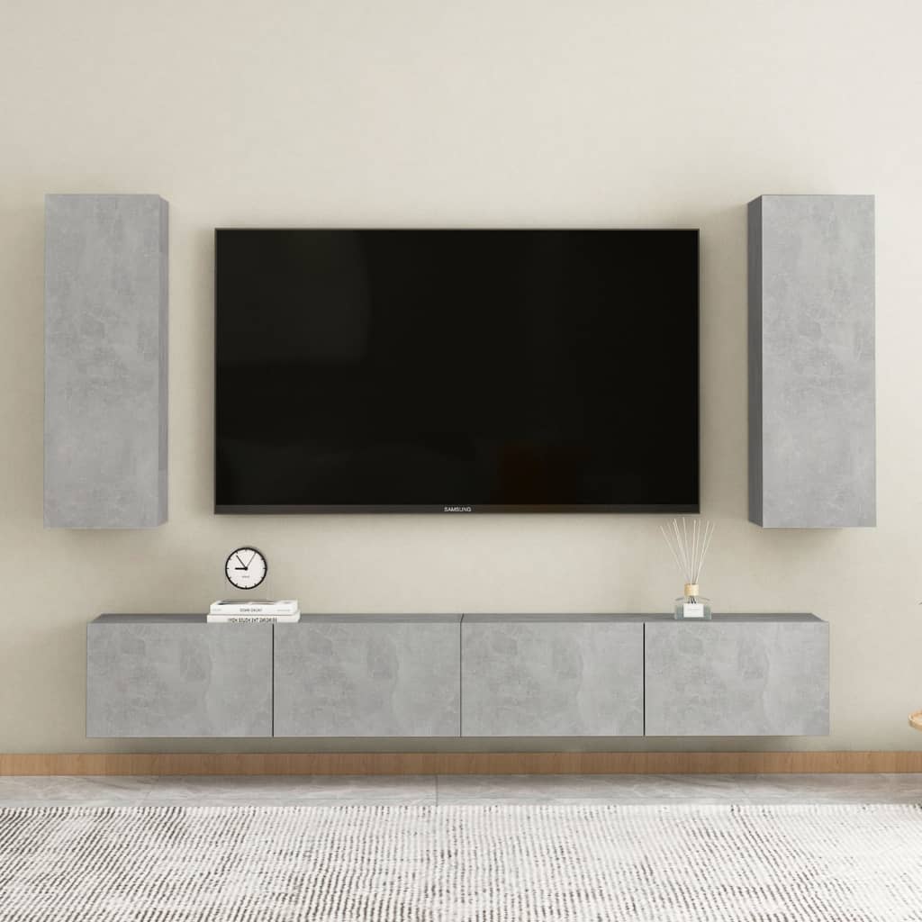 Ensemble de meubles TV 4 pcs Gris béton 9 | Leroy Merlin