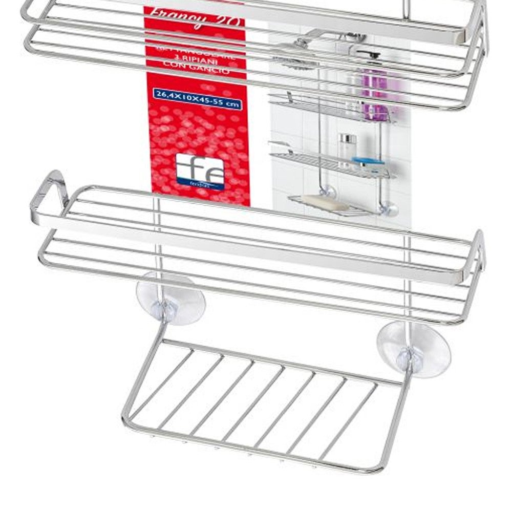 Tablette de douche en acier chromé avec crochet et étagères | Leroy Merlin