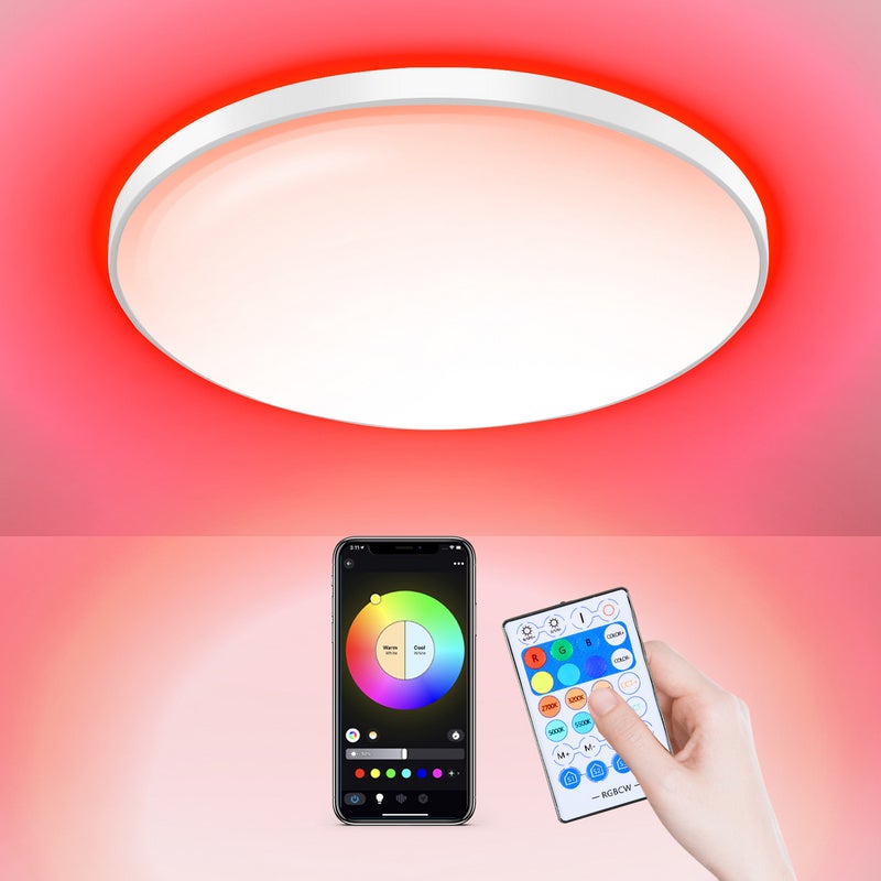 Lámpara de techo LED RGB de 30W con mando a distancia Lámpara de techo ...