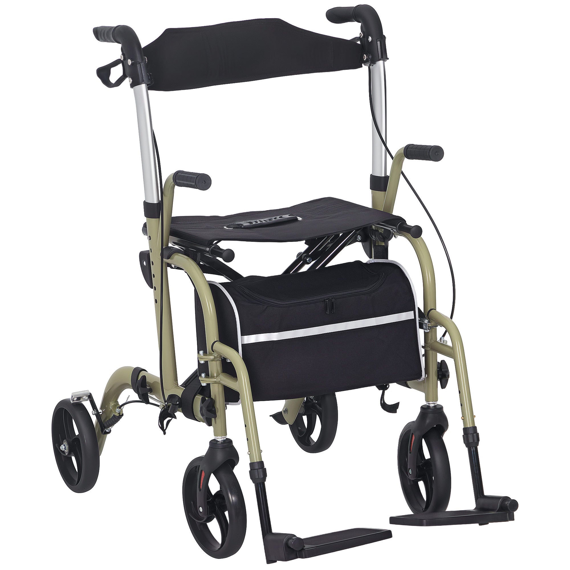 Fauteuil roulant pliant 2 en 1 , rollator réglable en hauteur pour ...