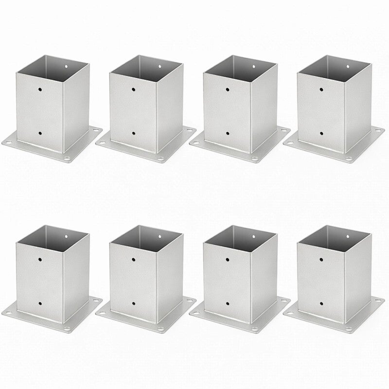 Lote de 8 Bases para Poste Cuadradas de Jardín - 120x120mm - Plata ...