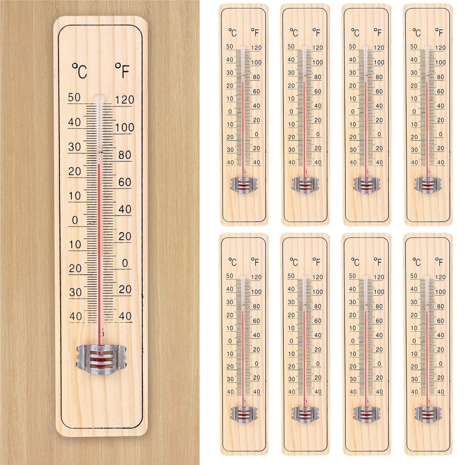 Juego de 8 termómetros analógicos de madera para interiores ...
