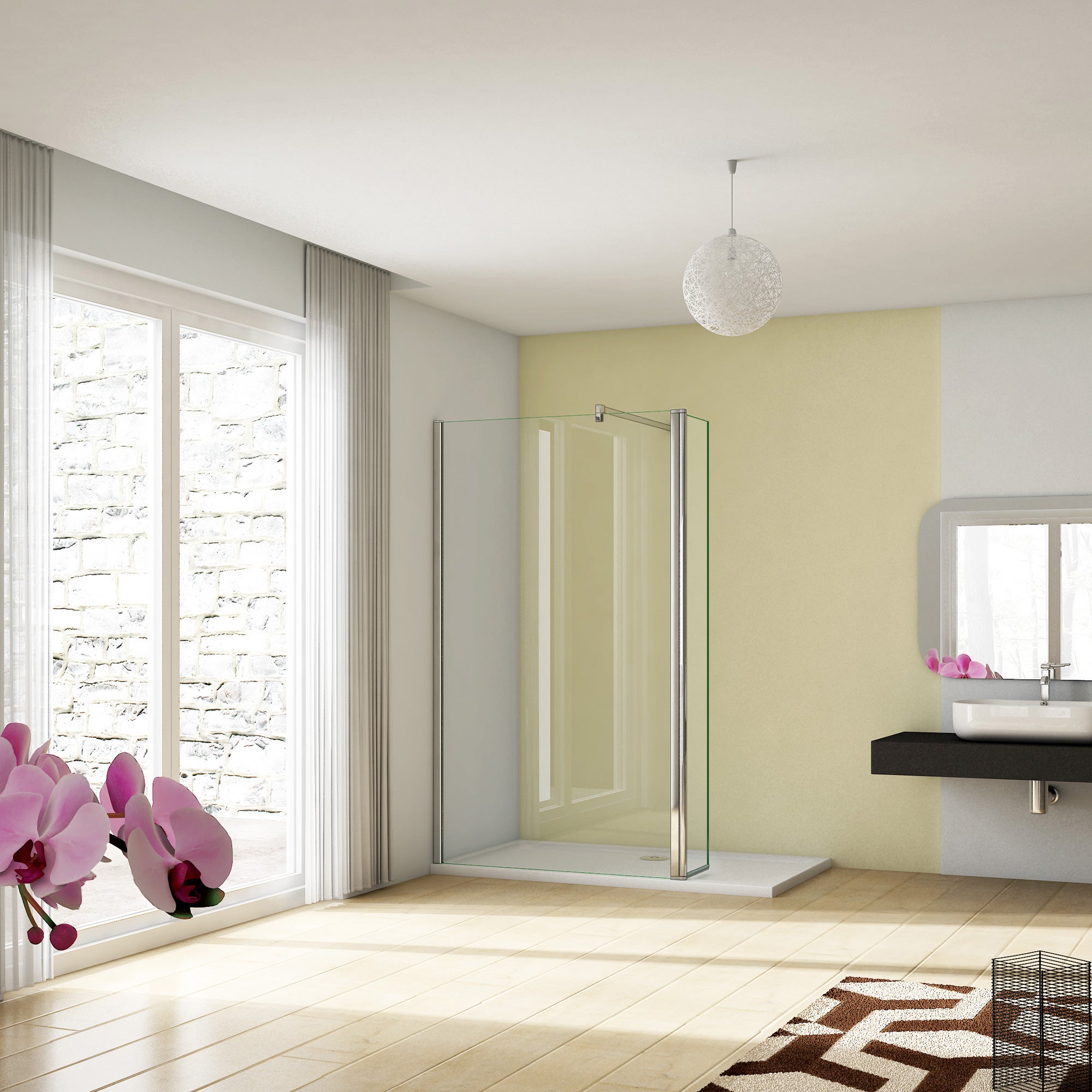 Ducha Casa (90+30)x200cm Mampara de ducha frontal dos hojas, 8mm ...