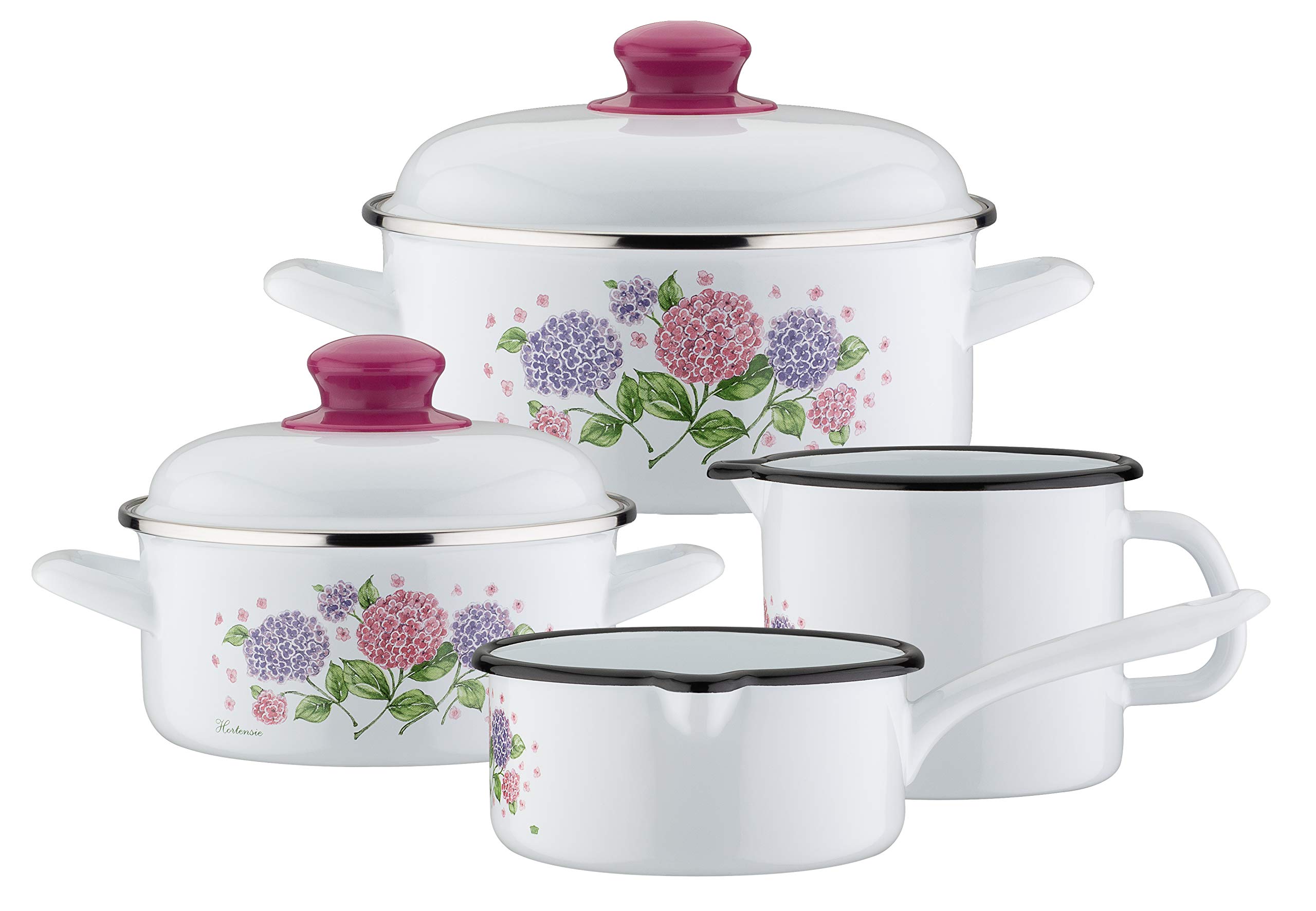 GSW 189972 - Set di 6 pentole in acciaio smaltato e plastica, con ...
