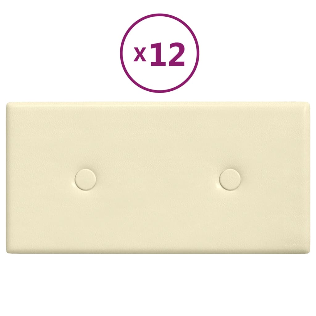 Panneaux muraux 12 pcs Crème 30x15 cm Similicuir 0,54 m² CFW45783 ...
