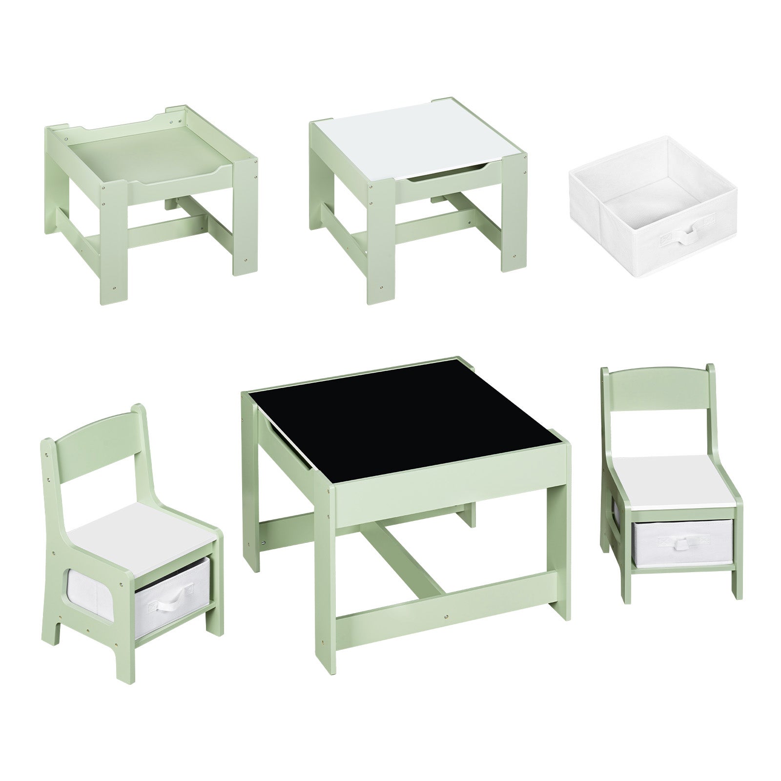 Table et 2 Chaises pour Enfants WOLTU, Plateau de Table Réversible ...