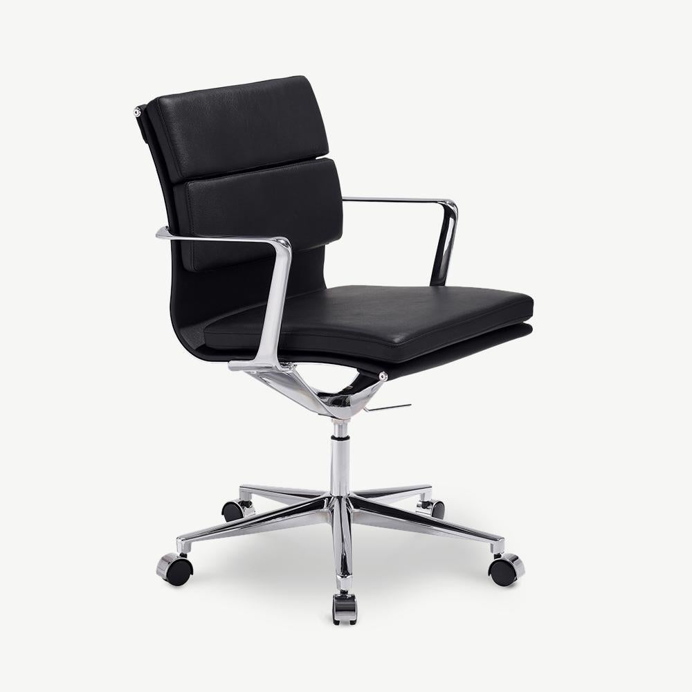 Furnicher Bern - Chaise de bureau - Noir Cuir - 52x59x91cm | Leroy Merlin