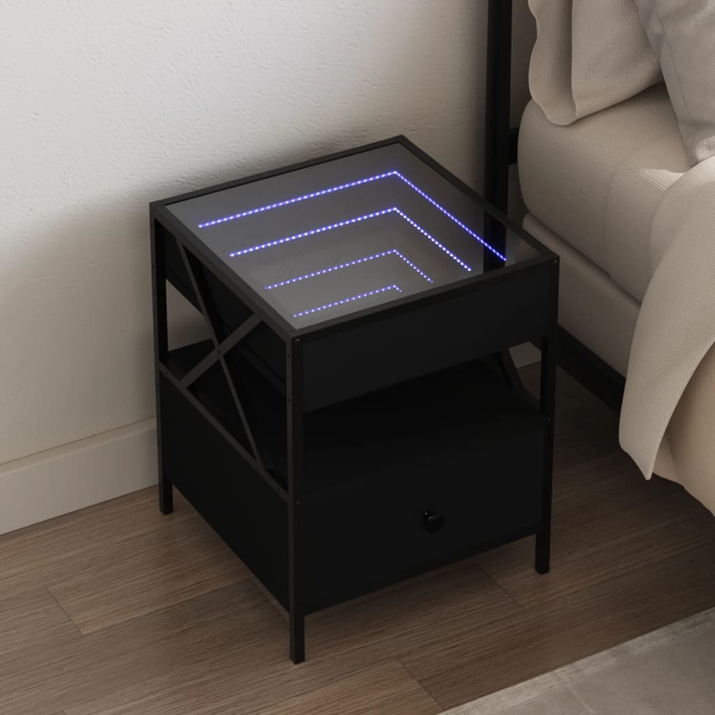 Comodino con LED Infinity nero 40x40x51 cm | Leroy Merlin