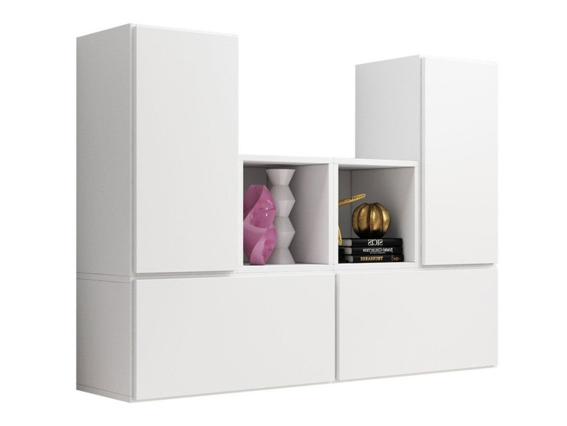 Ensemble d'armoires Charlotte C123, Blanc, 113x150x39cm, MDF, Stratifié ...