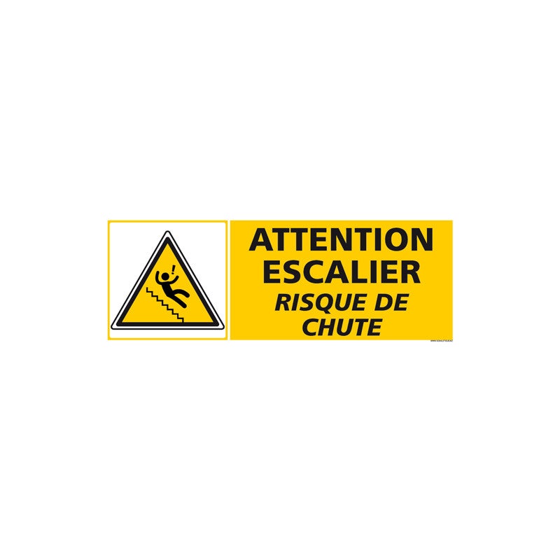 PANNEAU ATTENTION ESCALIER RISQUE DE CHUTE (C1269) 210 x 75 mm Matière ...