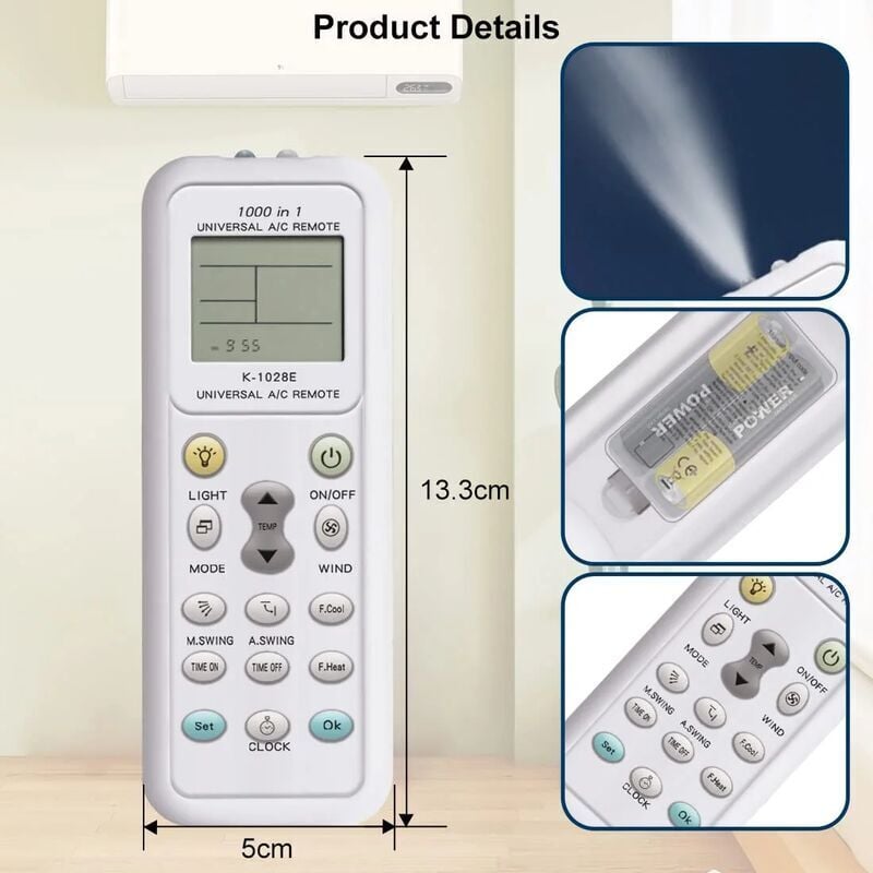 Télécommande universelle pour climatiseur - Compatible avec la plupart ...
