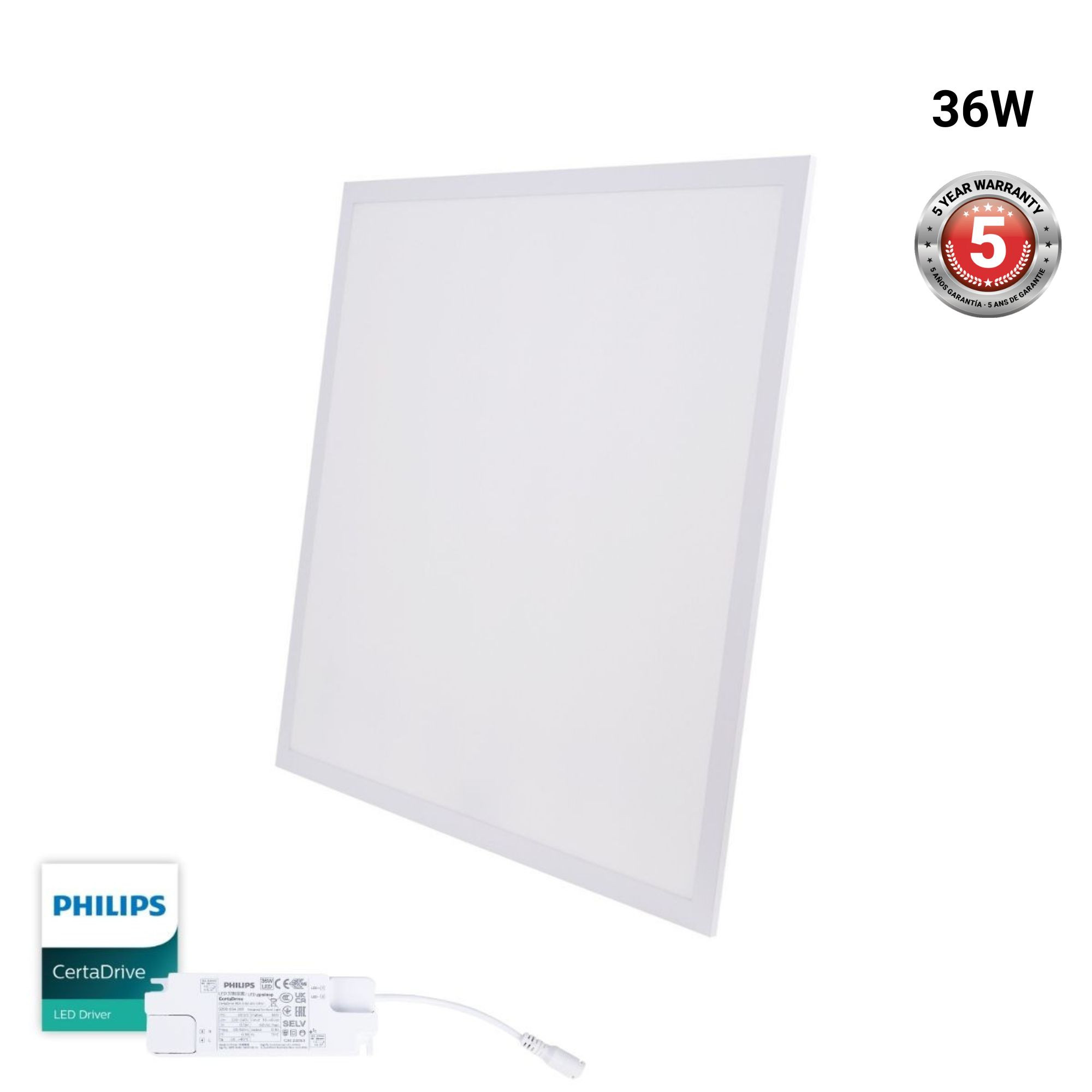 Panel LED empotrable Backlight 60x60cm - 36W - 3800lm - Driver Philips ...