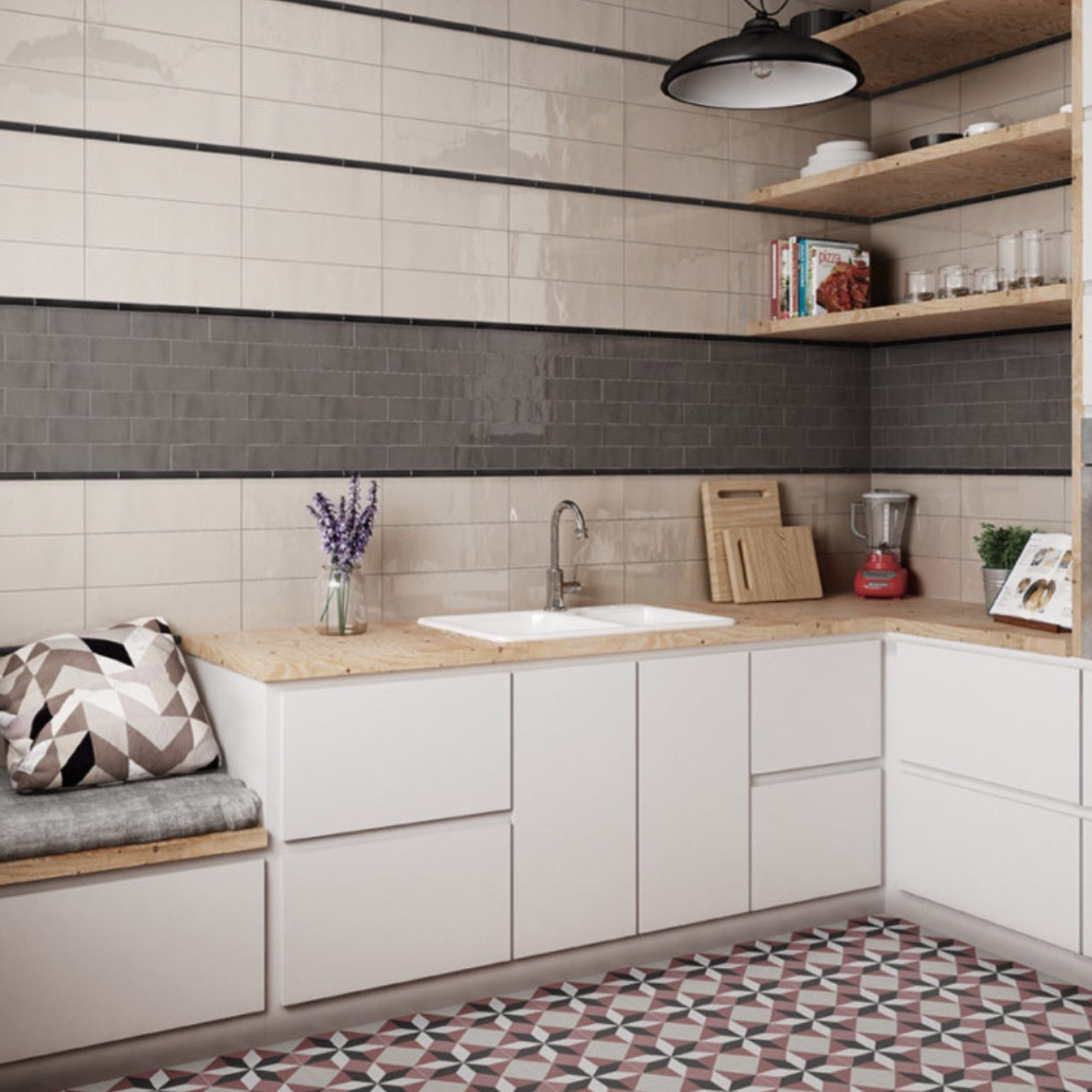 Carrelage mural faïence effet artisanal COUNTRY 13x13 cm Ivory ...