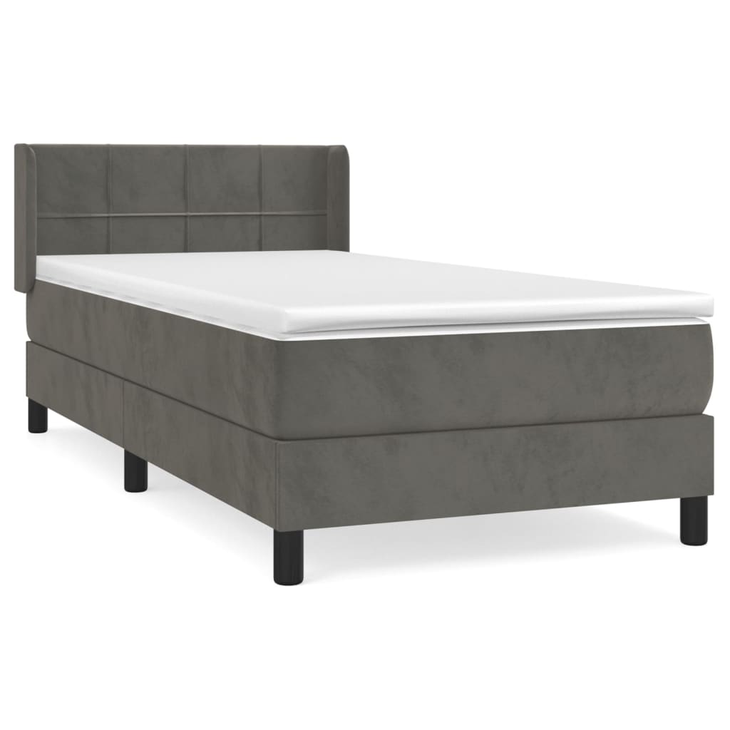 Cama box spring con colchón terciopelo gris oscuro 90x200 cm | Leroy Merlin