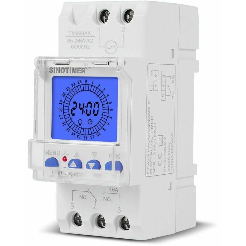 Pantalla LCD digital de 24 horas Reloj electrónico 85-265 V Horas en ...