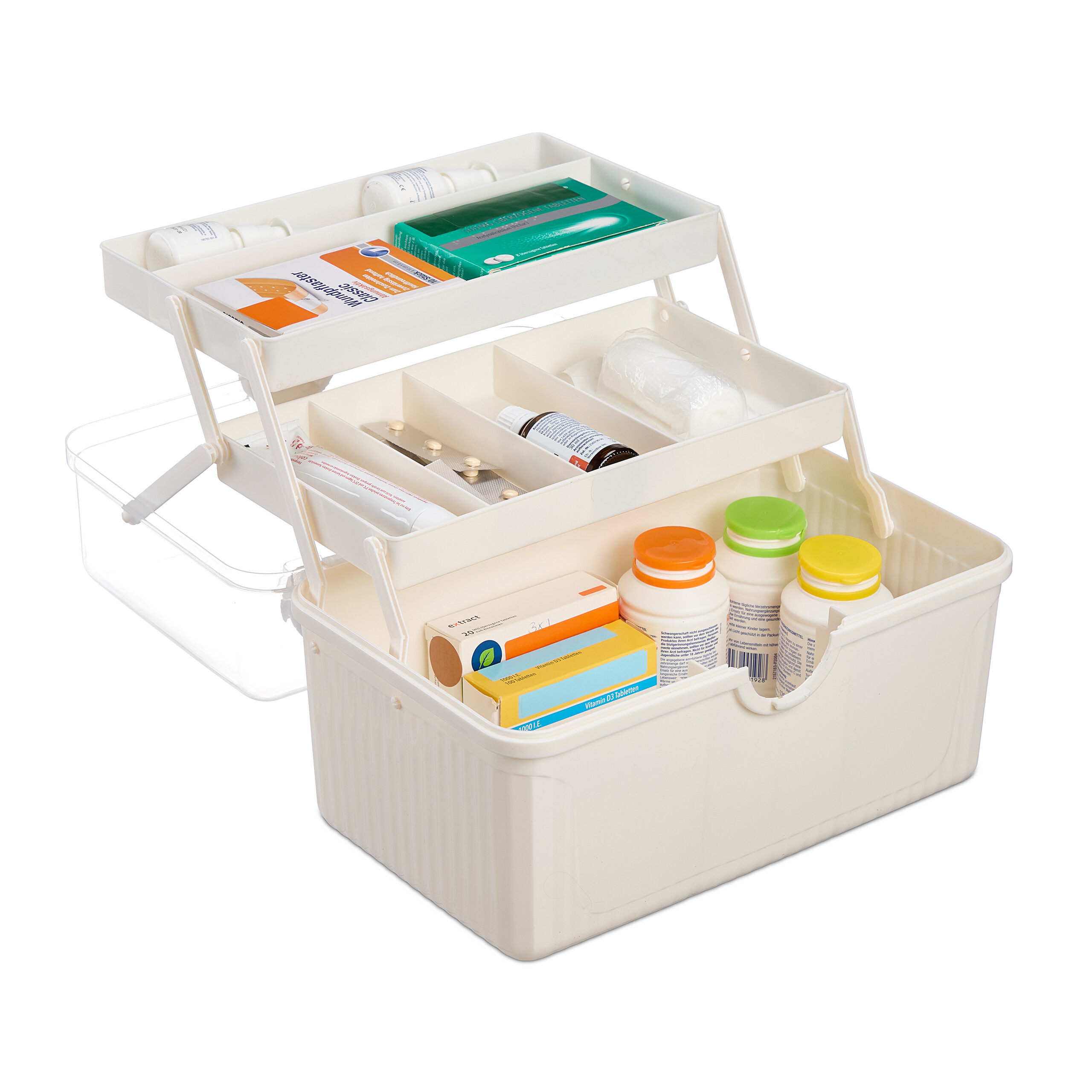 Relaxdays Caja de botiquín, 7 compartimentos, primeros auxilios ...
