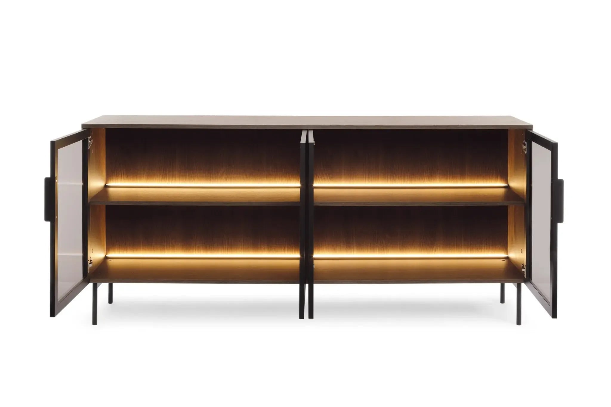 PALOMA - Buffet 4 portes 181 cm effet chêne Dunin - Noir | Leroy Merlin
