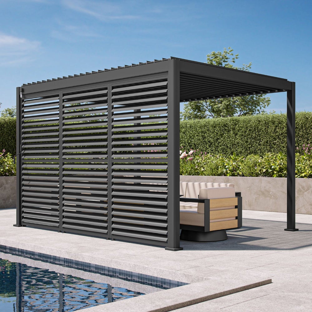 MIRADOR 111DA 1,23m Pared de lamas aluminio, antracita para la Pérgola ...