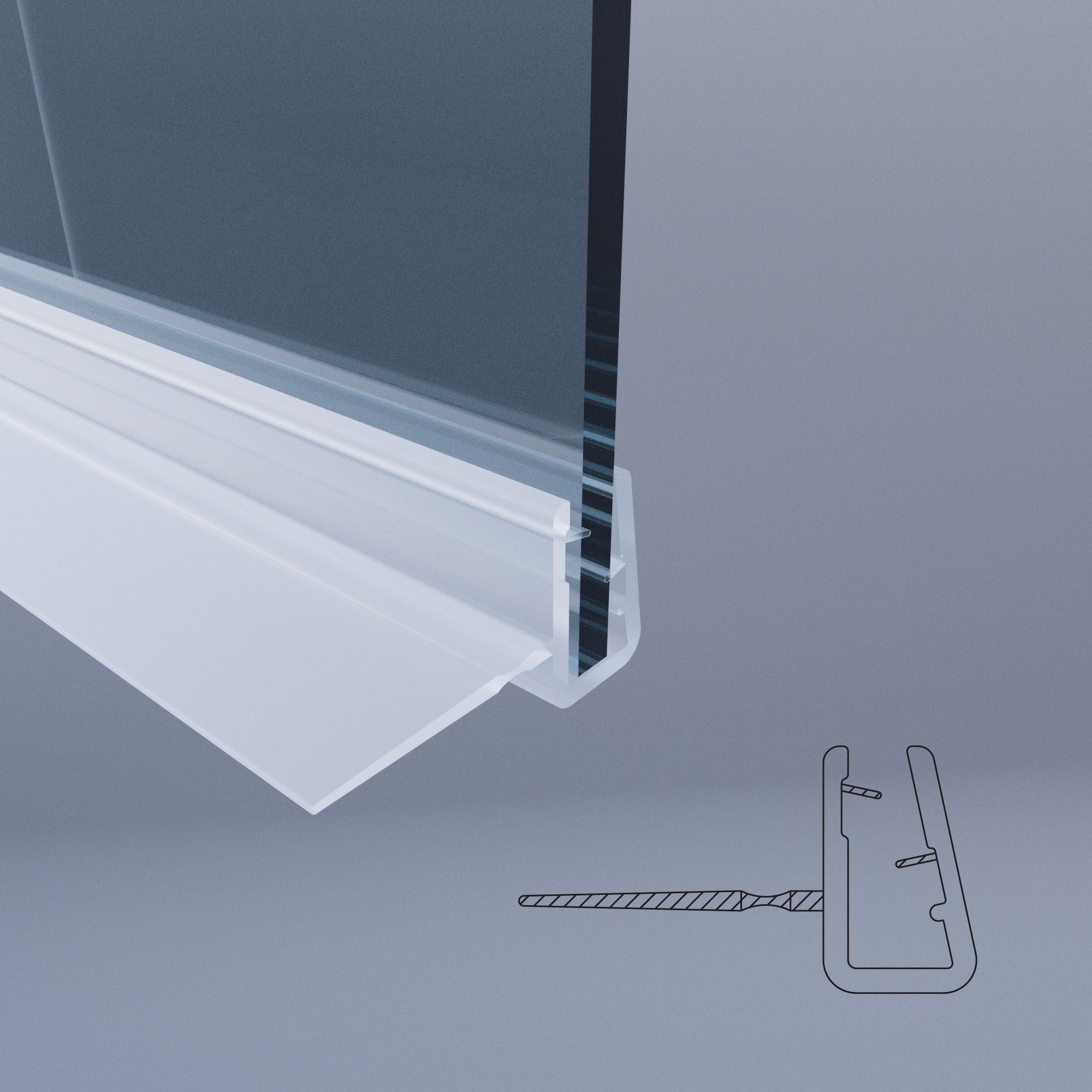 Junta vertical para mampara de cristal sobre la bañera, cristal de 6 mm ...