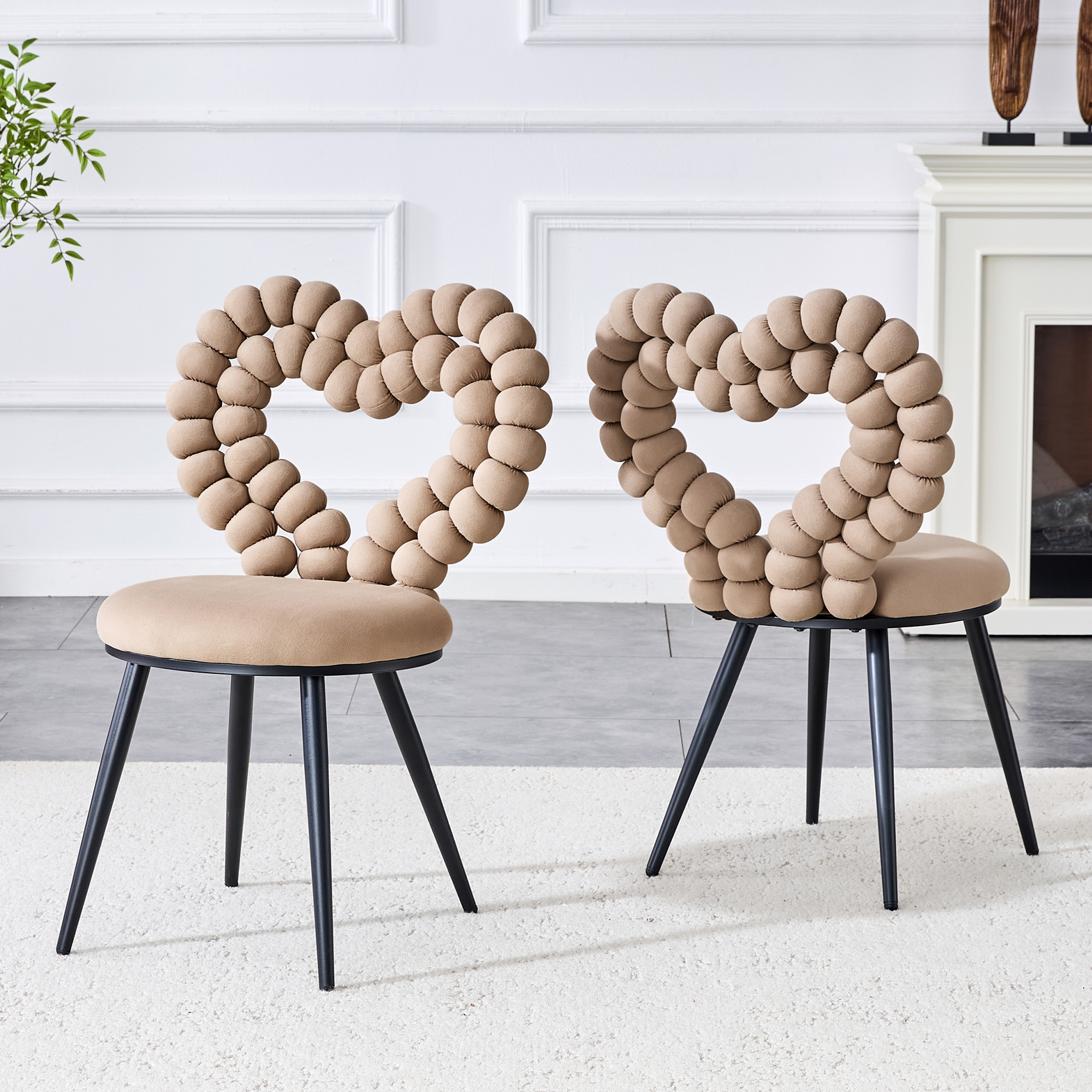 Lot de 2 Chaises de salle à manger 54×44×81 cm - Avec dossier en forme ...