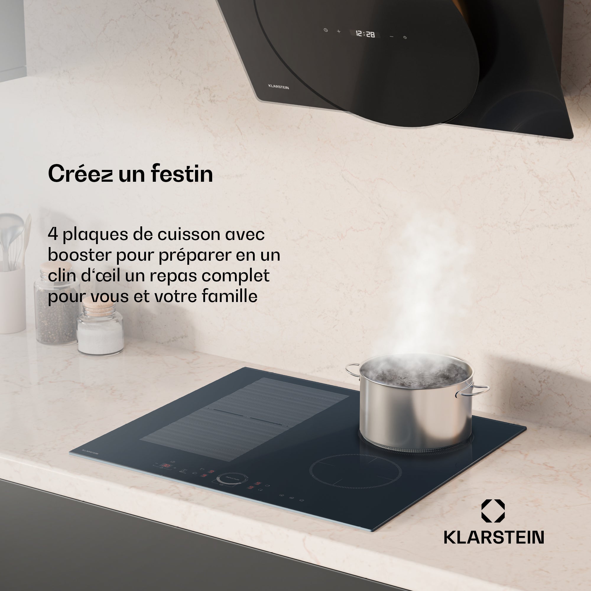Klarstein Delicatessa 60 Hybrid Placa inducción encastrable 7000W zona ...