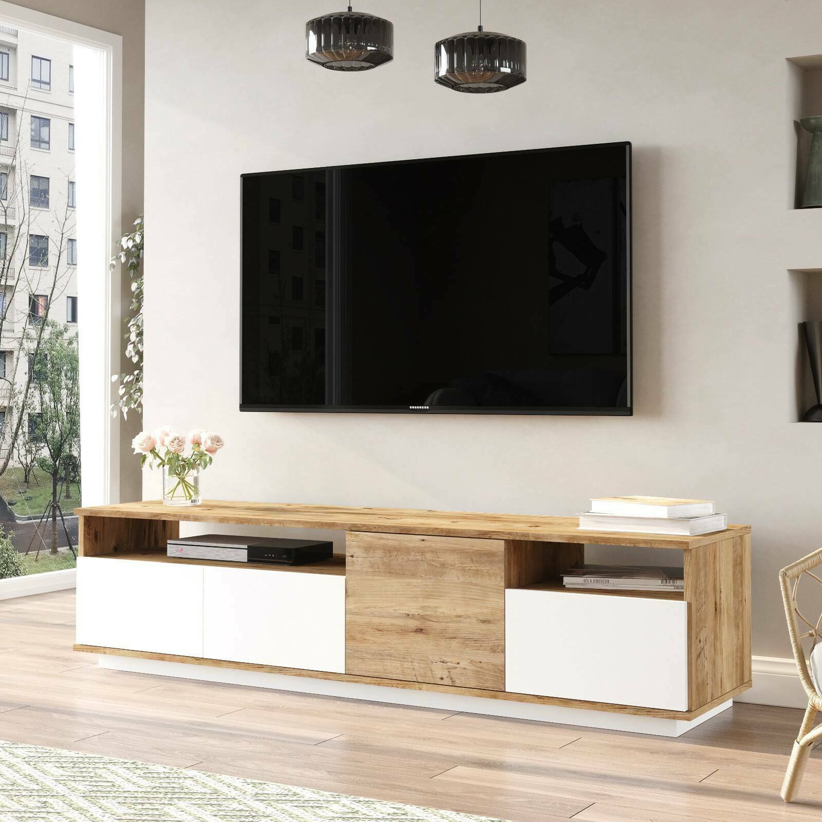 Meuble TV Axi, Buffet de salon, Armoire basse pour TV, Base murale de ...