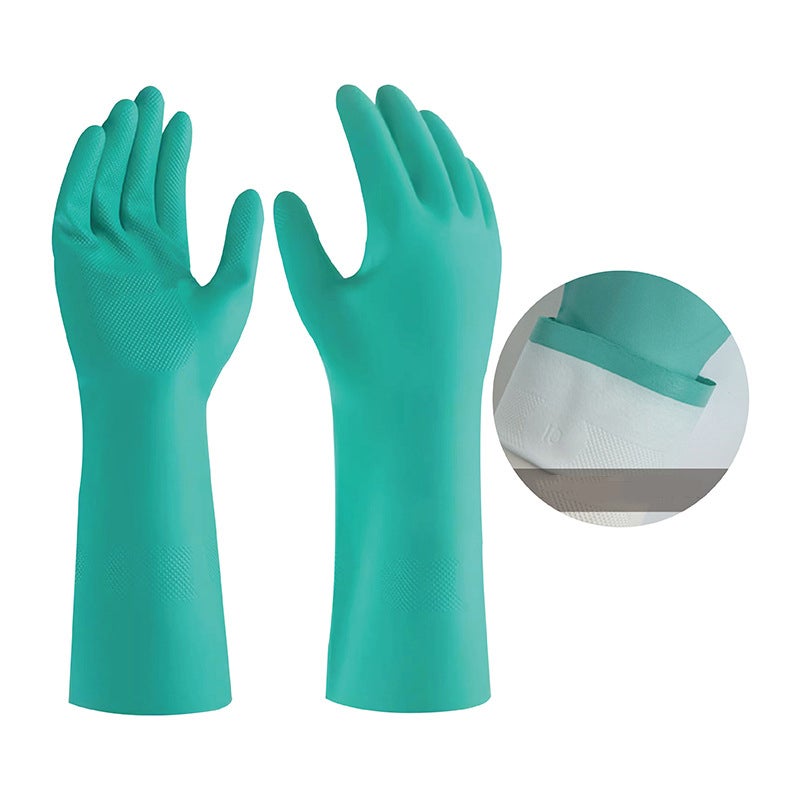 Gants en caoutchouc nitrile vert résistants aux produits chimiques ...