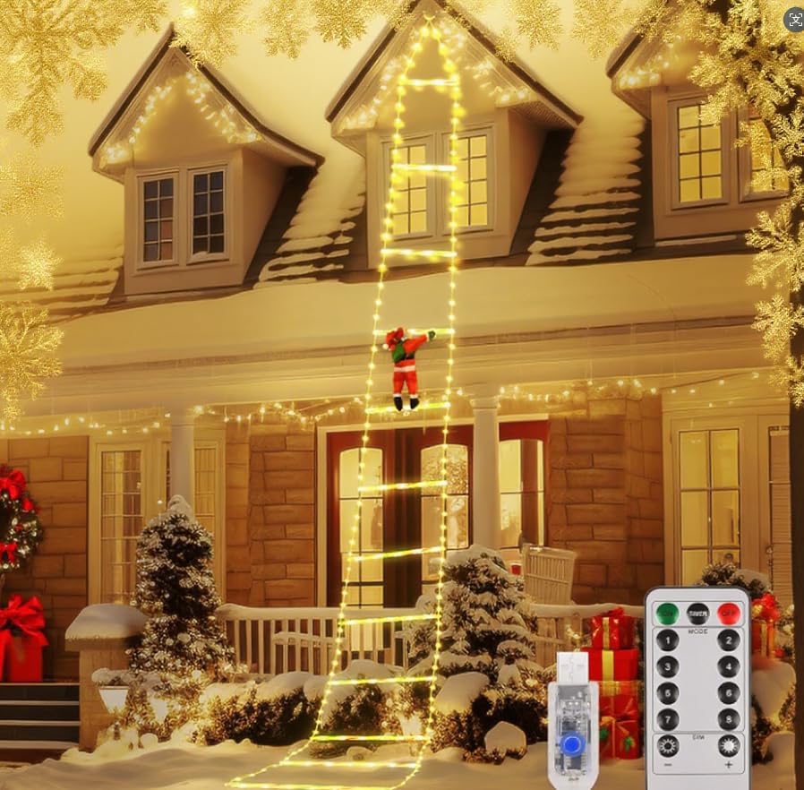 3 M Guirlande Lumineuse à LED En Forme d'Échelle De Père noël, 8 Modes ...