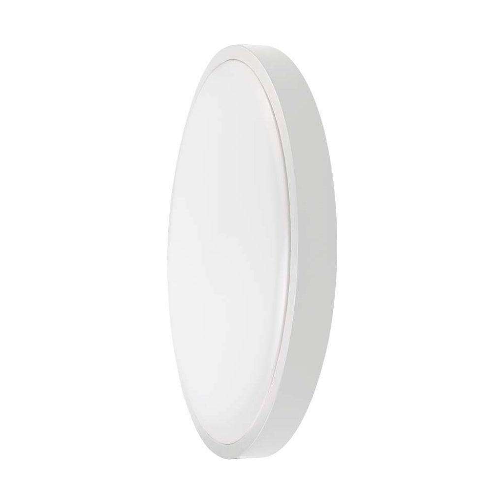 Plafonnier LED rond 24W Cadre Blanc 3000K IP44 | Leroy Merlin