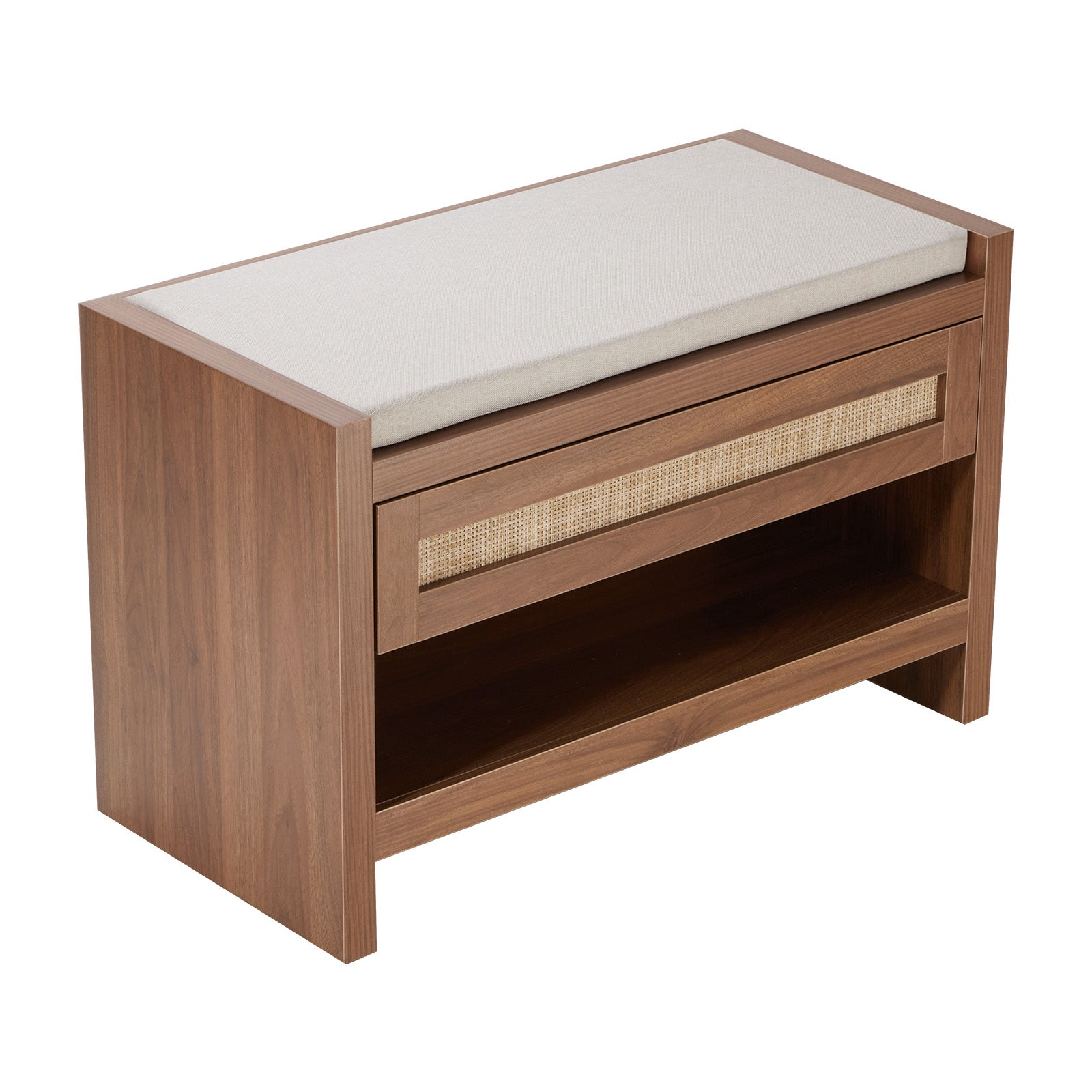 VEVOR Banco de ratán 786 x 374 x 500 mm, banco para zapatos con cajón y ...