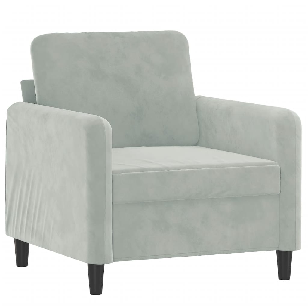 Sillón de terciopelo gris claro 60 cm | Leroy Merlin