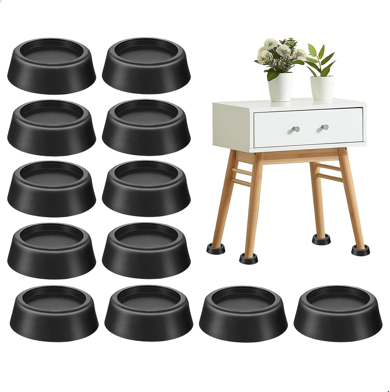 Lot de 12 Rehausseurs de Meubles Antidérapants - Pieds Anti-Vibrations ...