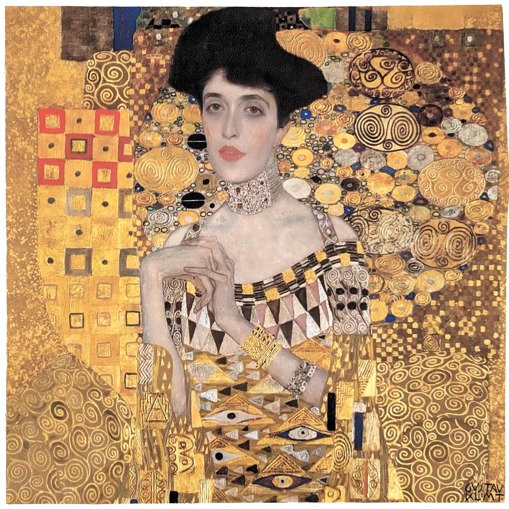 Carré de tissu similicuir art nouveau 44x44 cm ART Adèle Bloch de Klimt ...