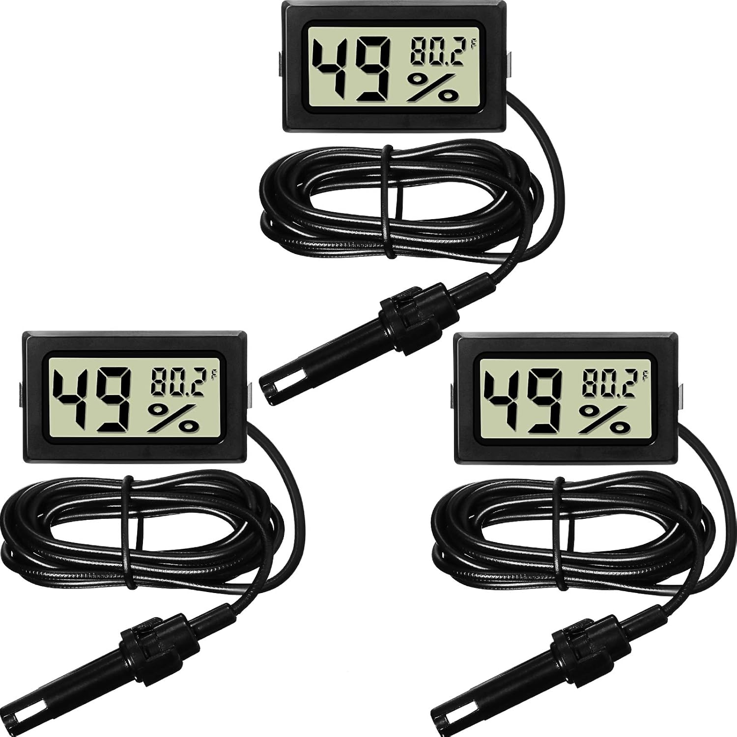 Lot3 1,5m，Thermomètre numérique avec hygromètre à sonde externe – Plage ...
