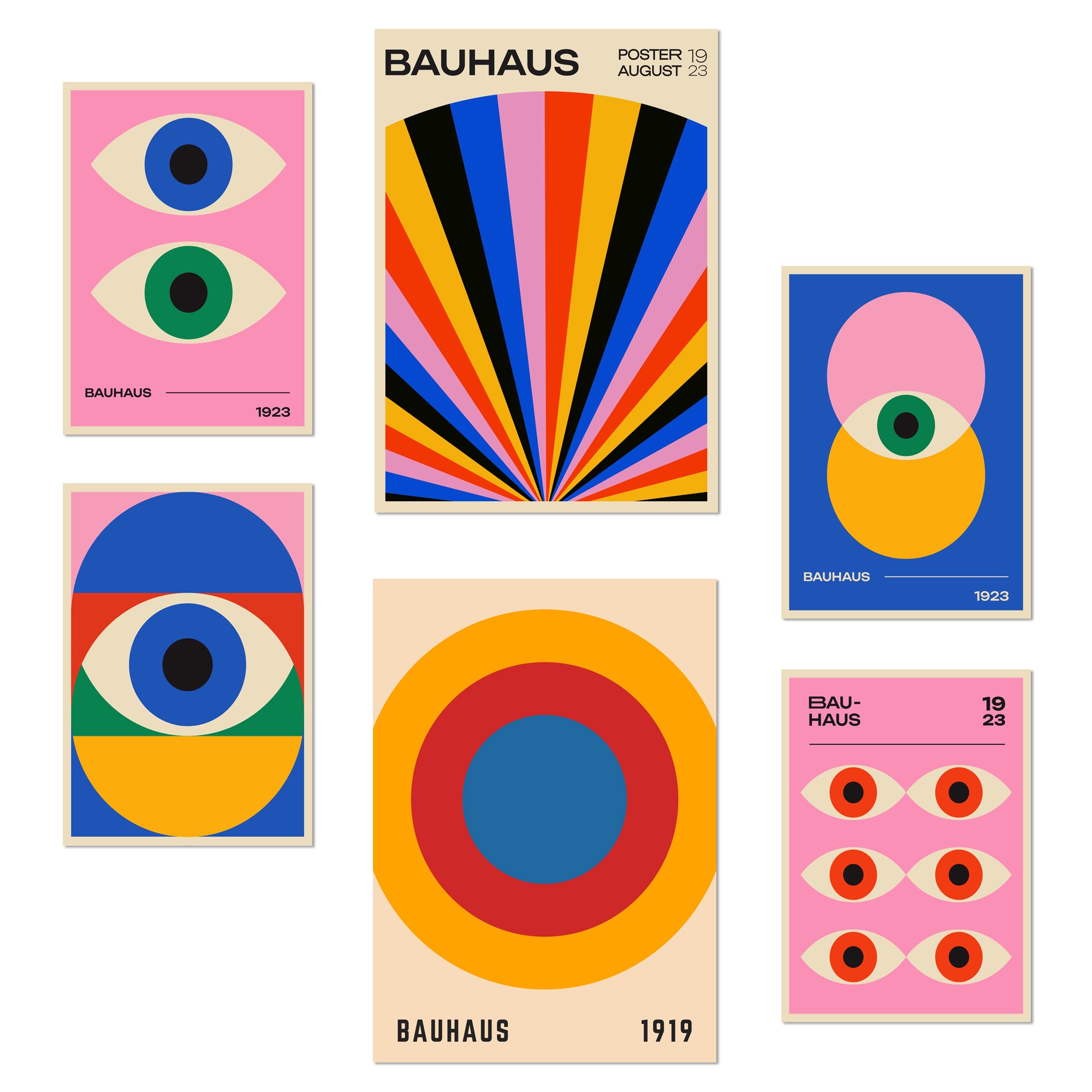 Nacnic Lot De 6 Affiches Formes Et Yeux Géométriques Bauhaus | Leroy Merlin