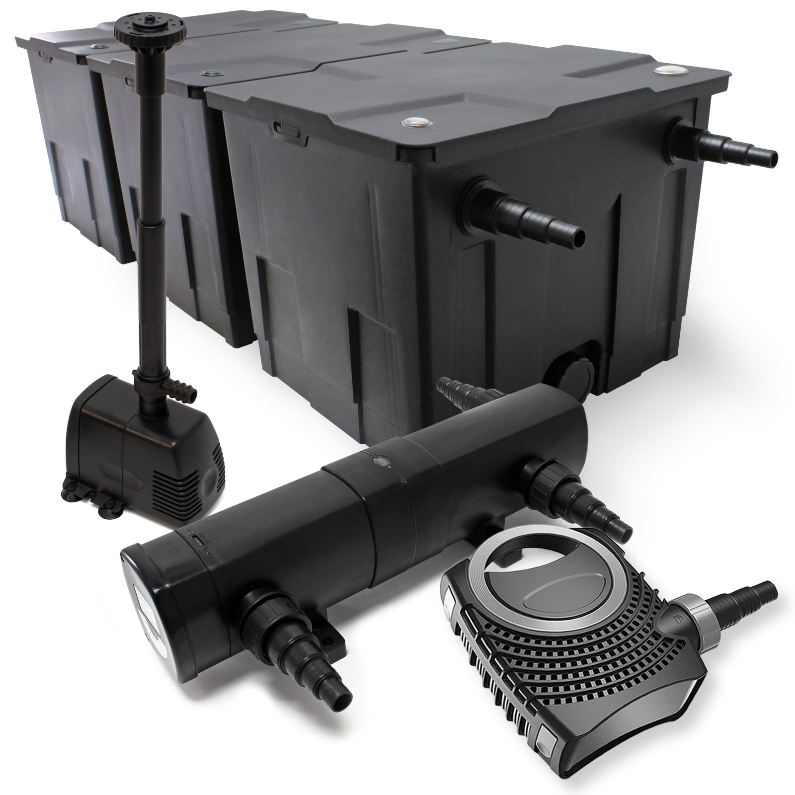 Wiltec Kit complet: CBF-350C Filtre de bassin jusqu'à 90000 L Biologique, NEO10000 pompe de ...