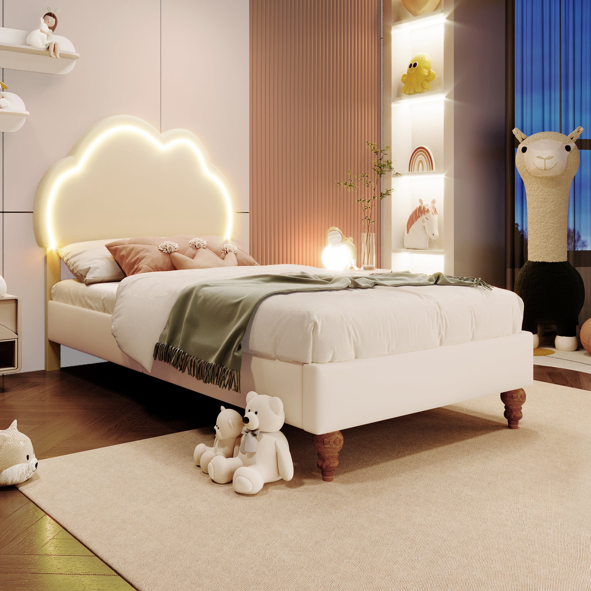 Lit enfant LED lit simple 90 x 190 cm,cadre de lit pour chambre à ...