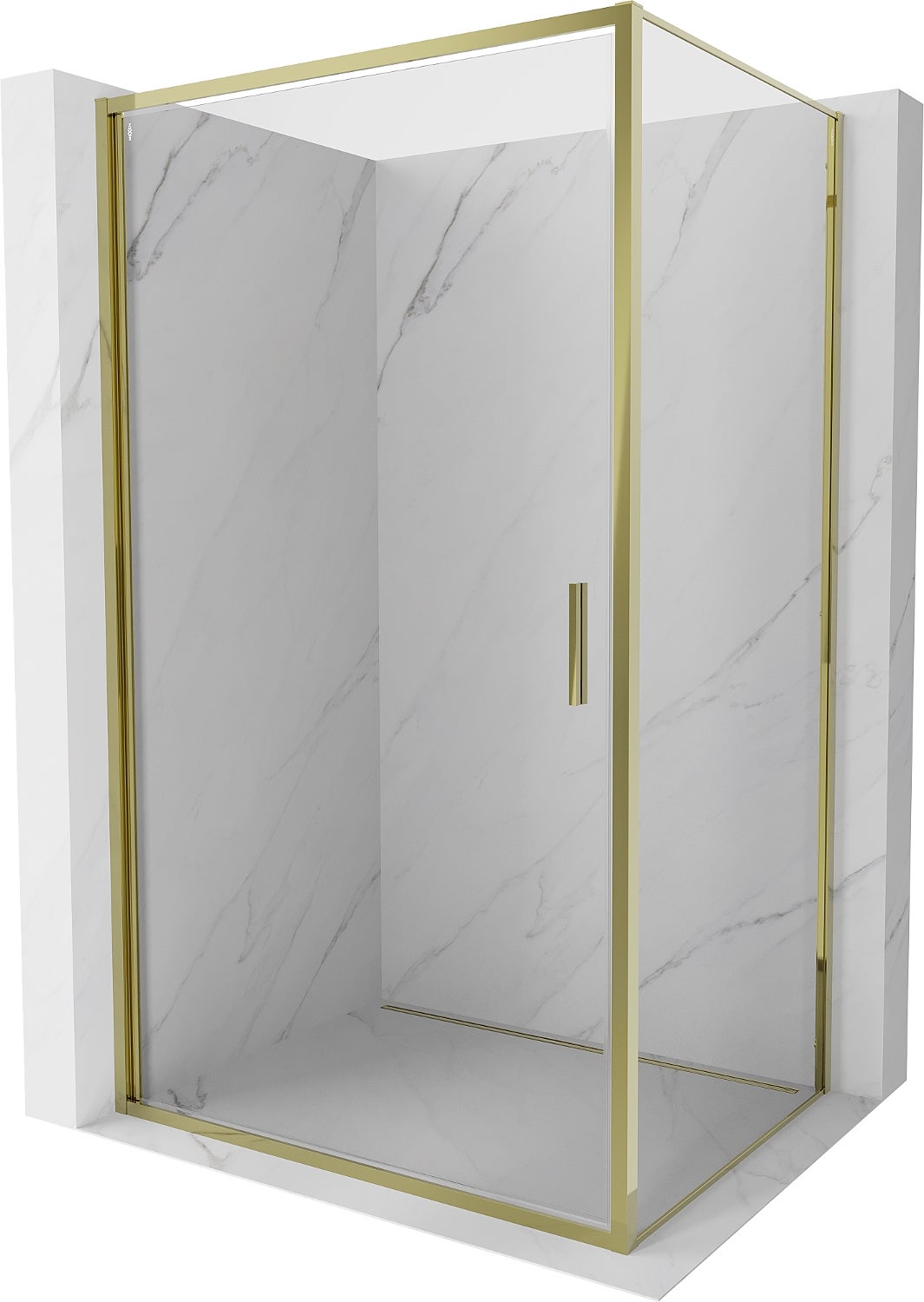 Mexen Exo cabina de ducha abatible 90 x 120 cm, transparente, dorada ...