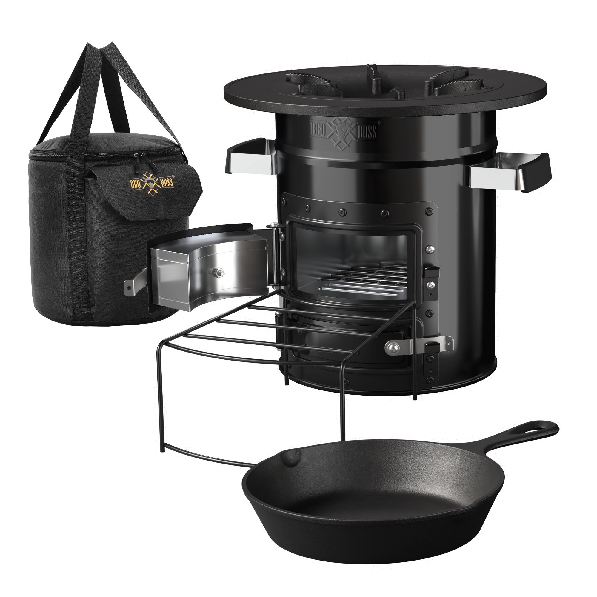 Four de camping Four à fusée BBQ Four à bois Four de camping Grill ...
