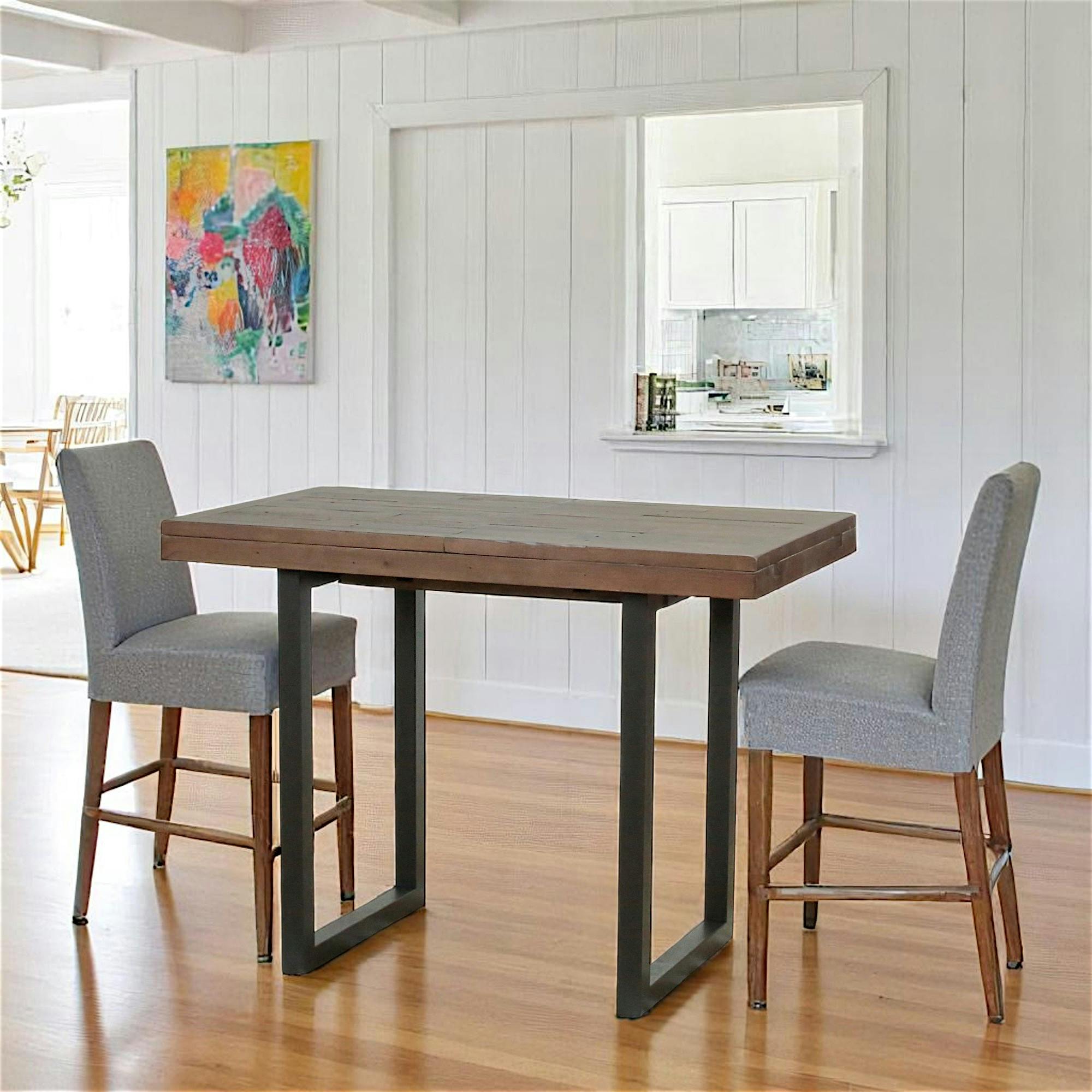 Table haute extensible bois brun recyclé 120-160 cm SAMOA | Leroy Merlin