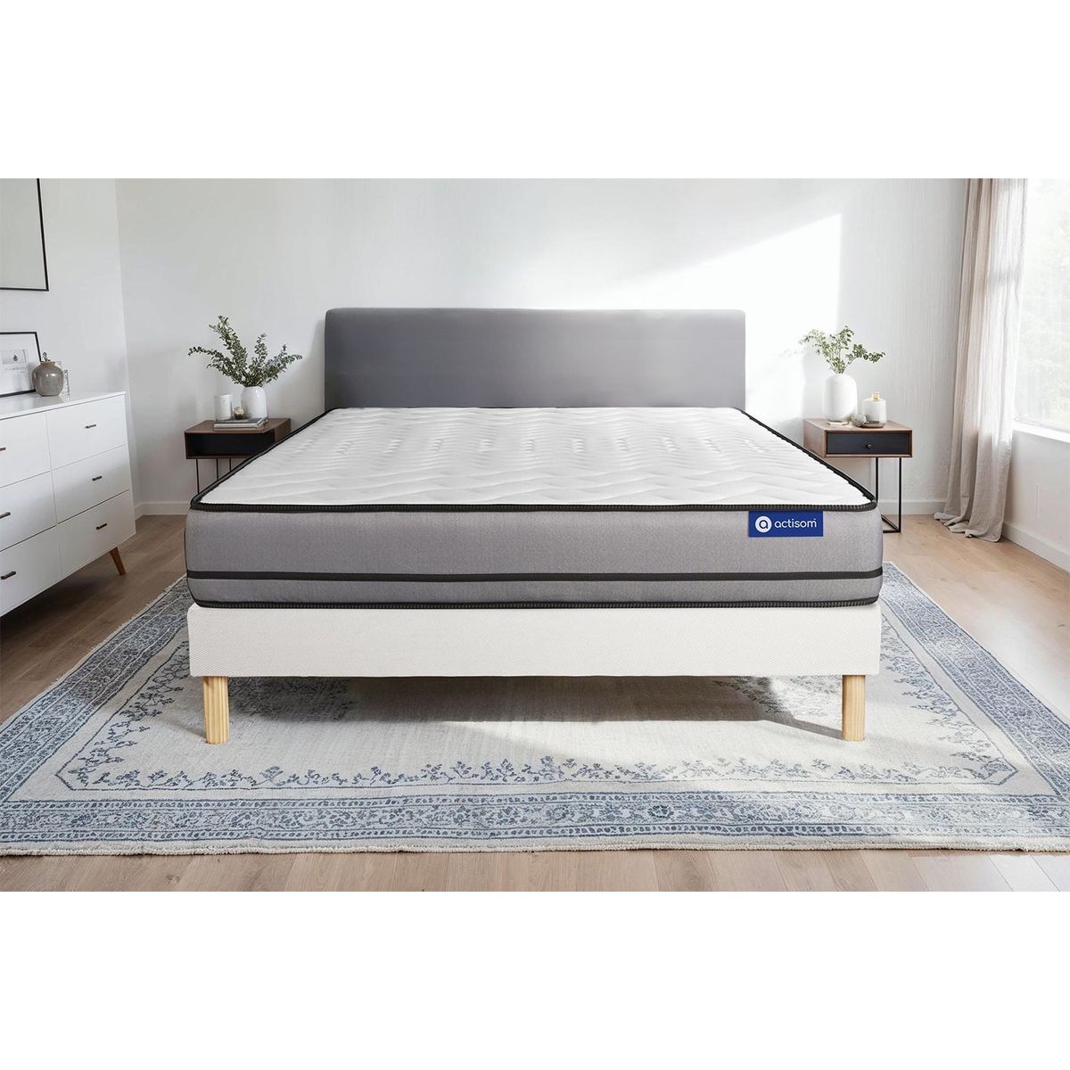 Ensemble matelas 200 x 200 cm Actilatex night - Latex et mémoire de forme - Ep : 20 cm - Très ...