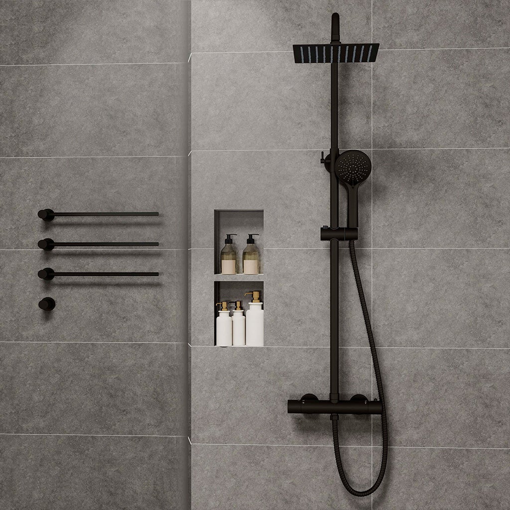 Colonne doccia nero, soffione doccia quadrato 20x20cm acciaio inox ...