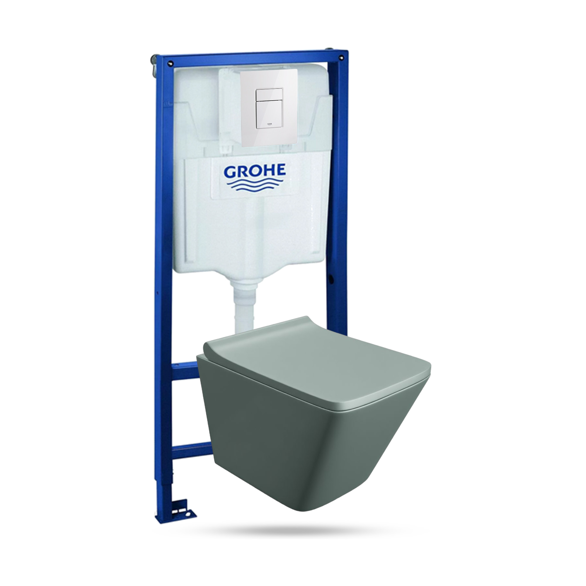 GROHE Bâti-support Solido + Lavita WC Lago Grey suspendu gris sans bord ...