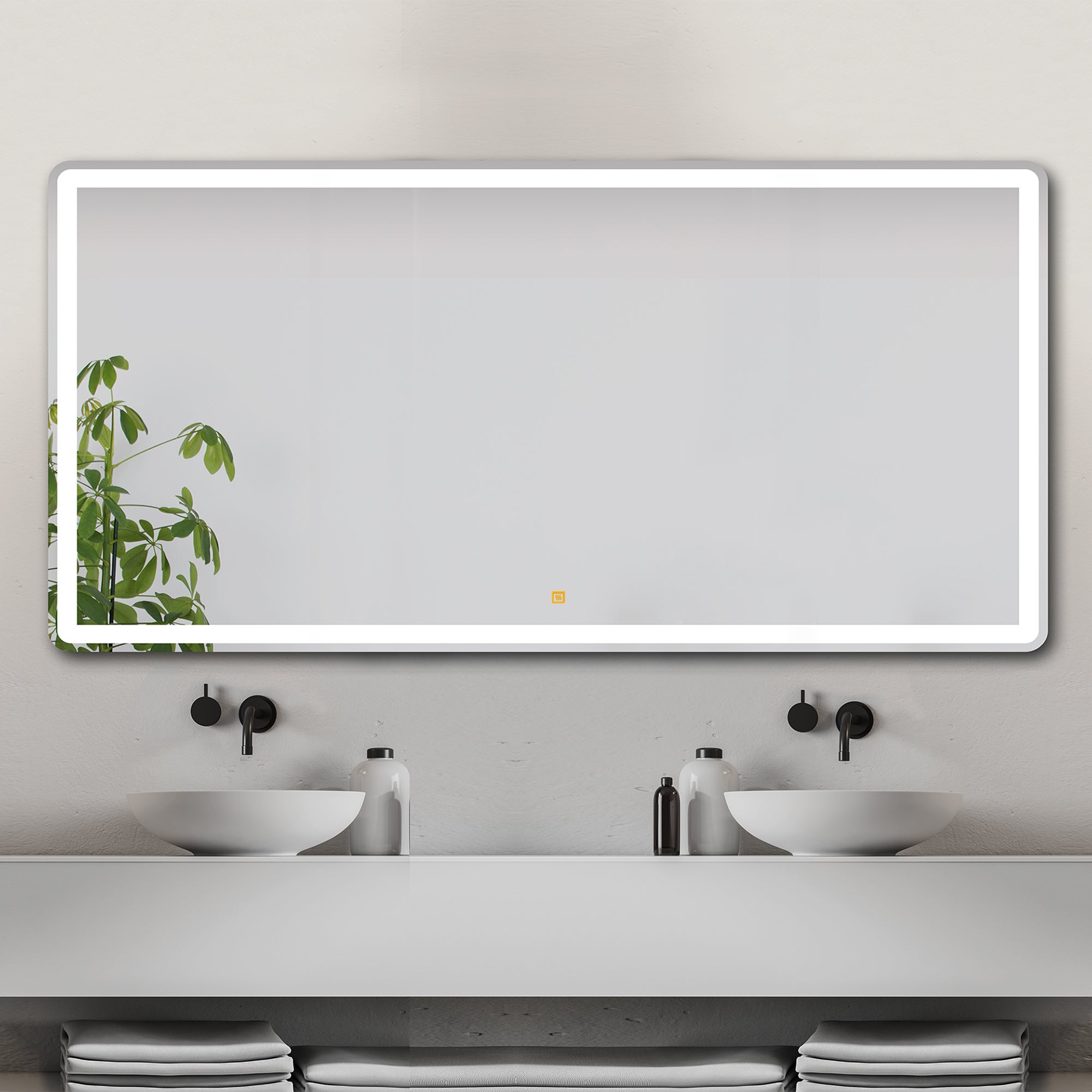 Espejo de baño con antivaho y luz LED VITARA, 120x70cm - MANILLONS ...