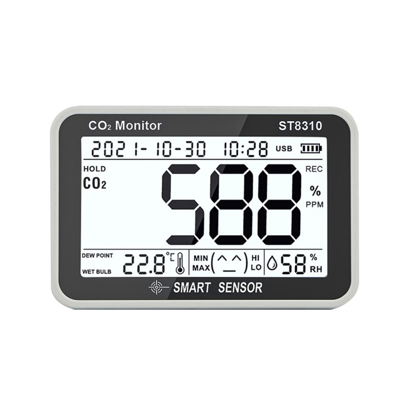 Moniteur de qualité de l'air SMART SENSOR ST8310 3 en 1 : mesure CO2 ...