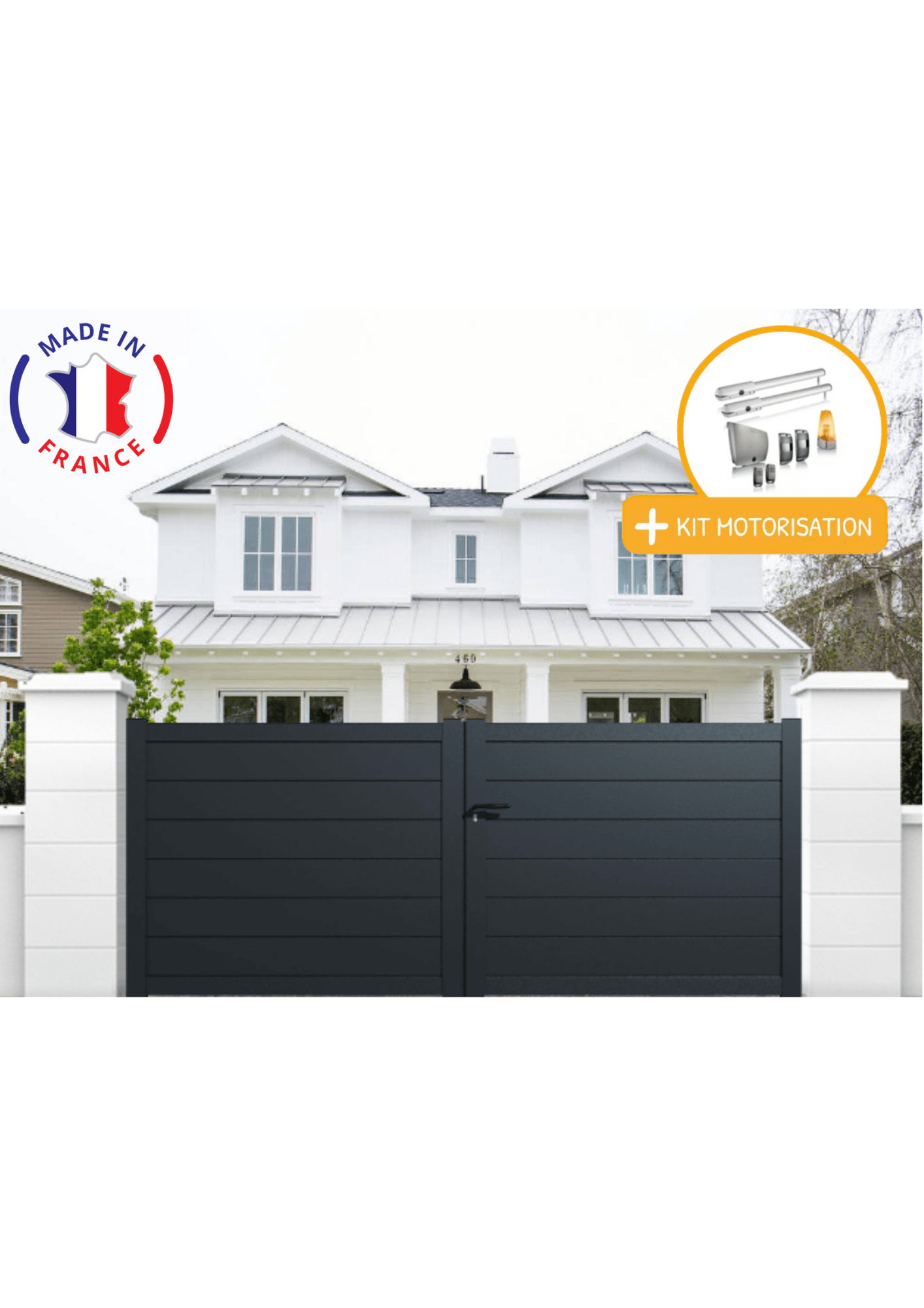 Portail aluminium battant plein en kit + Motorisation dimensions L.4000 ...